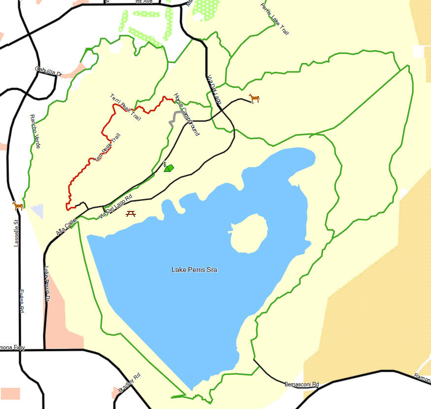 Lake Perris SRA - California Trail Map Lake Perris SRA - California Trail Map