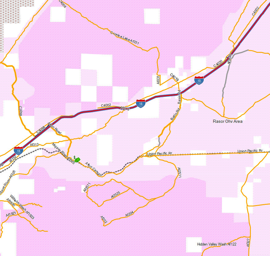 Afton Canyon Natural Area - California Trail Map