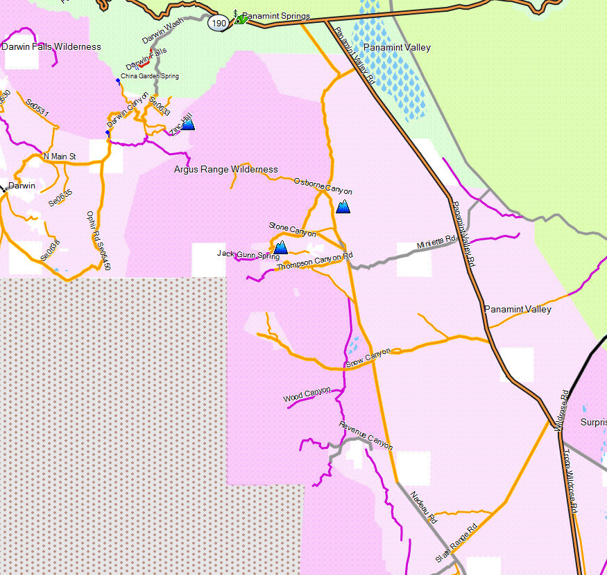 Argus Range Wilderness - California Trail Map
