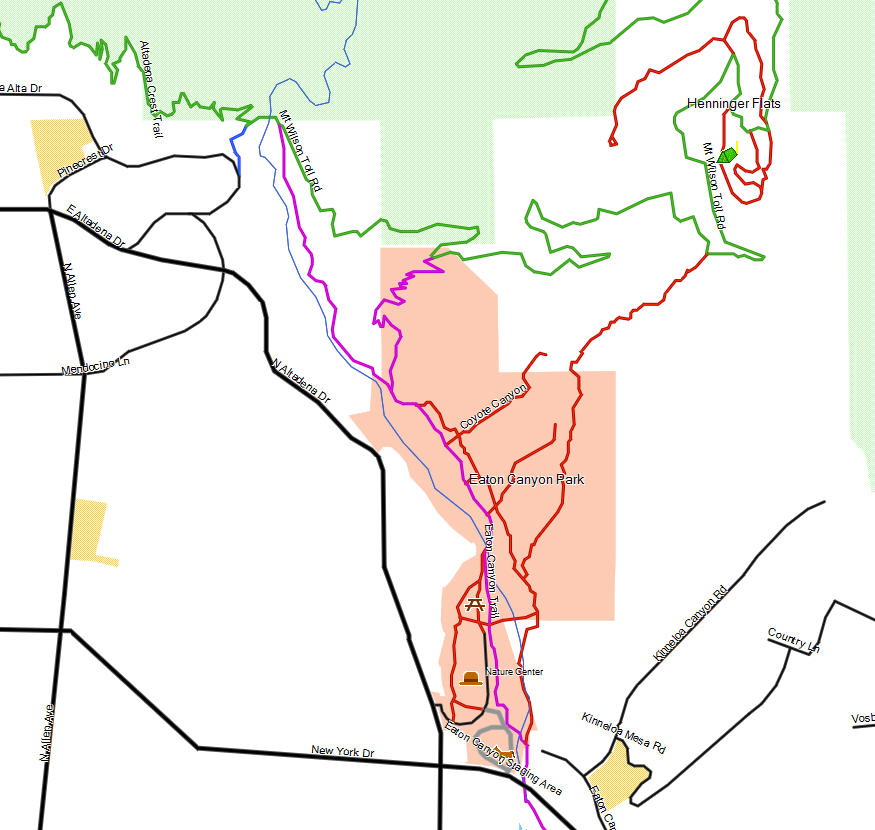 Eaton Canyon Park - California Trail Map