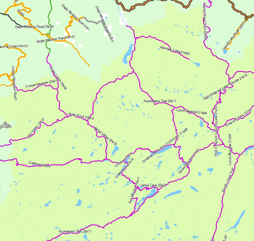 Emigrant Wilderness - California Trail Map