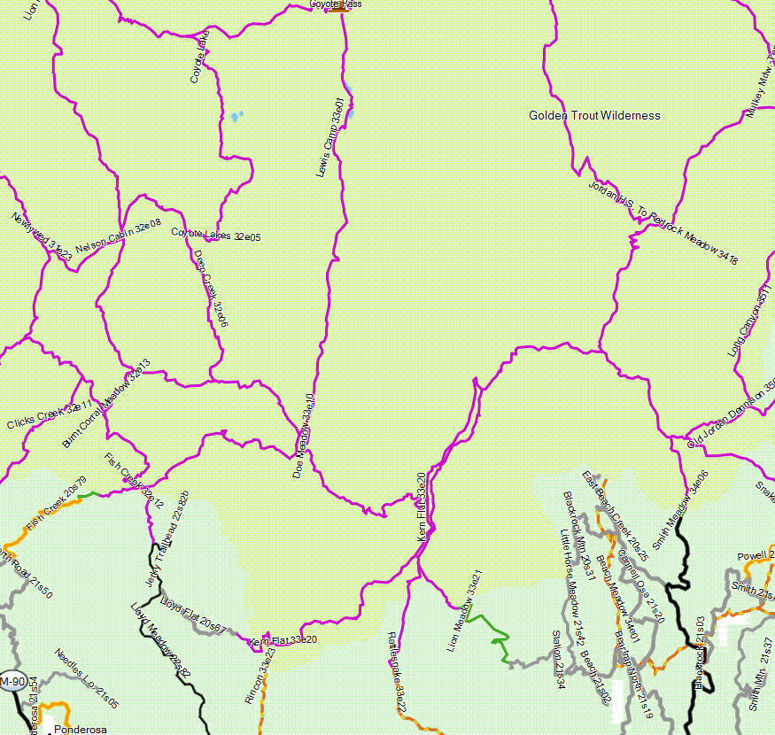 Golden Trout Wilderness - California Trail Map