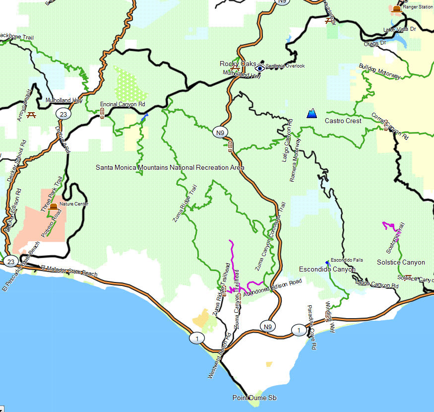 Santa Monica Mountains NRA - California Trail Map