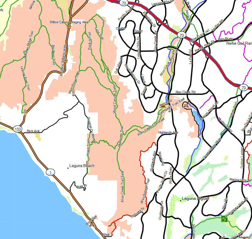 Aliso & Wood Canyons WP - California Trail Map