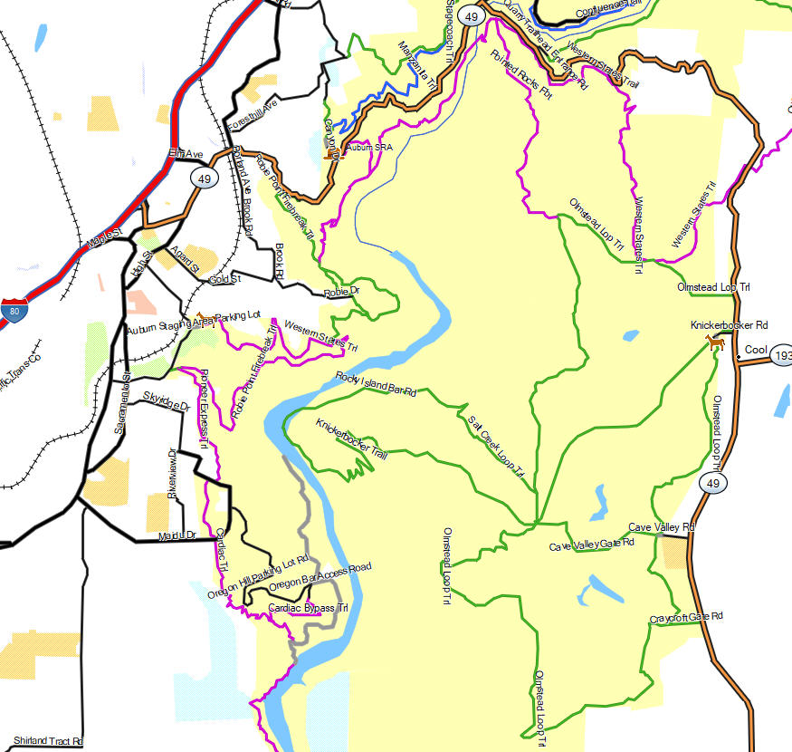 Auburn SRA - California Trail Map