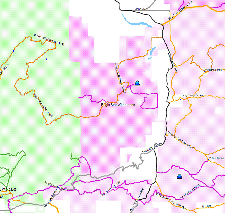 Bright Star Wilderness - California Trail Map