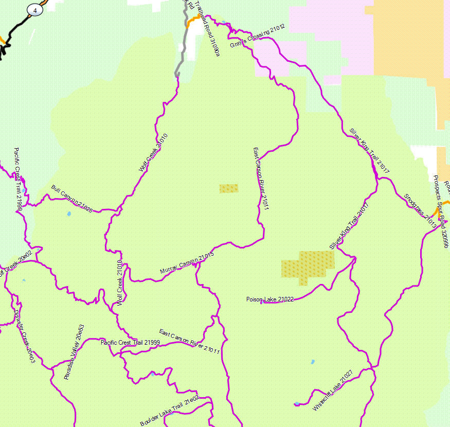 Carson-Iceberg Wilderness - California Trail Map