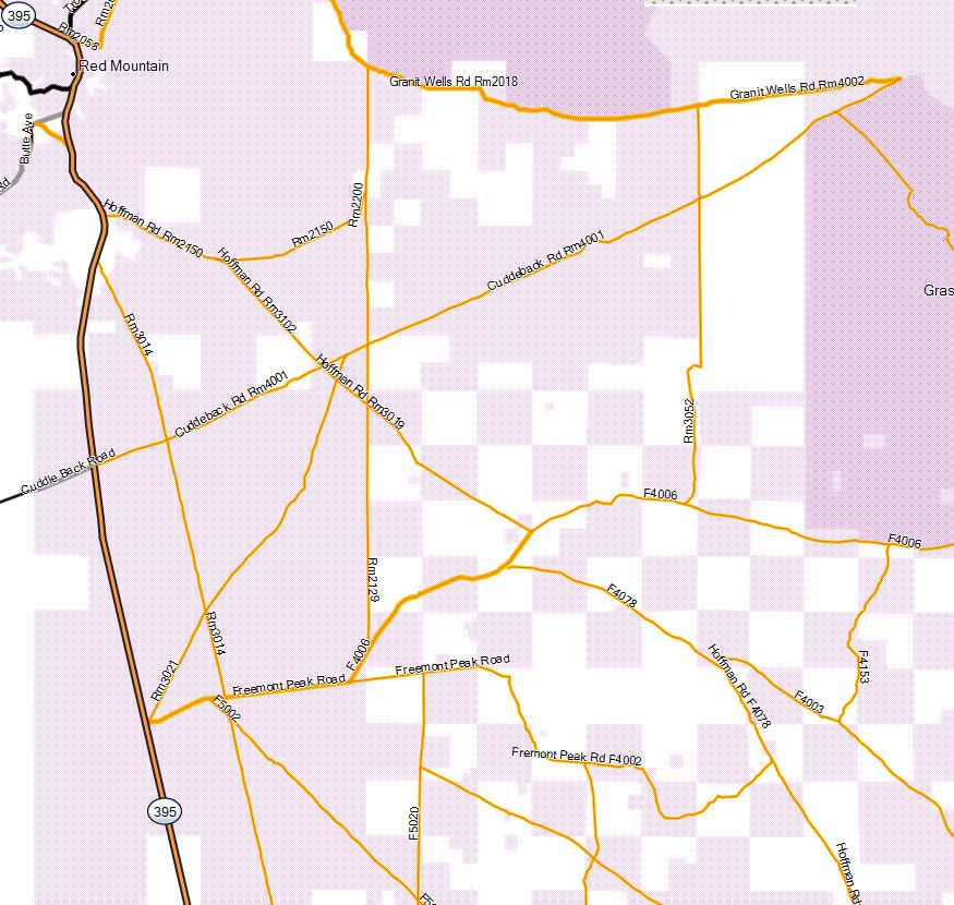 Red Mountain and Cuddeback - California Trail Map
