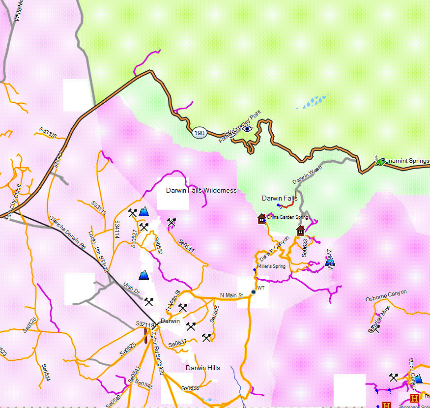 Darwin Falls Wilderness - California Trail Map
