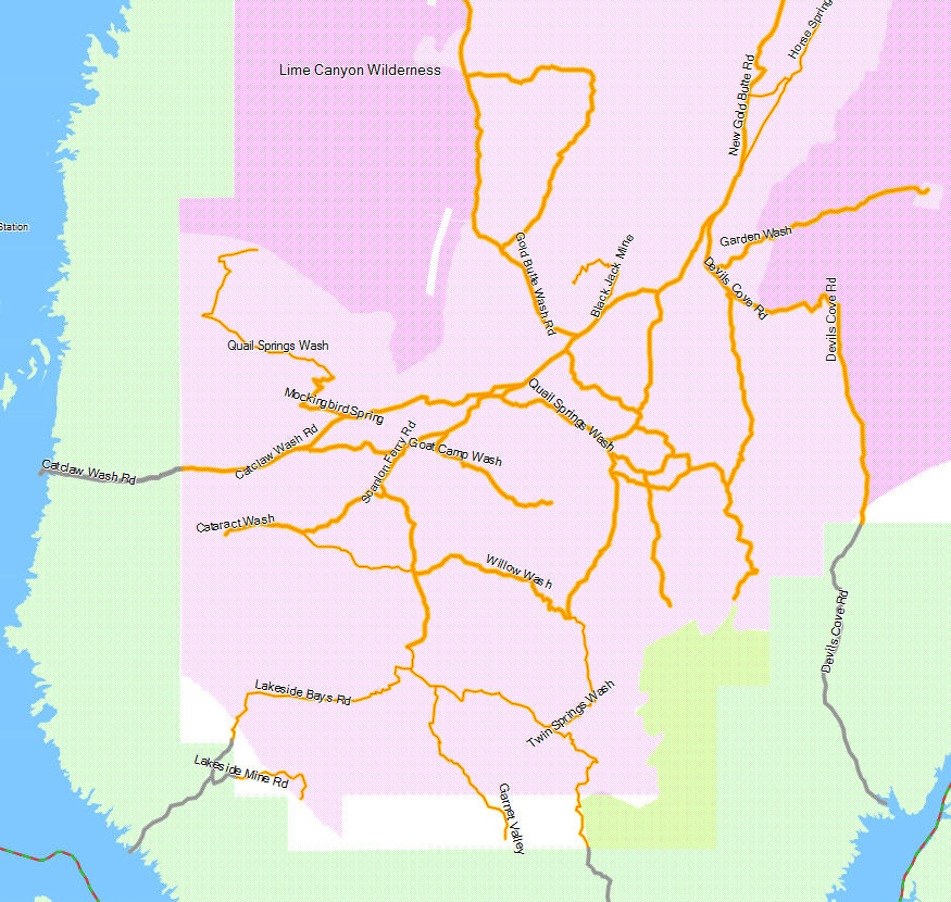 Gold Butte ACEC - California Trail Map