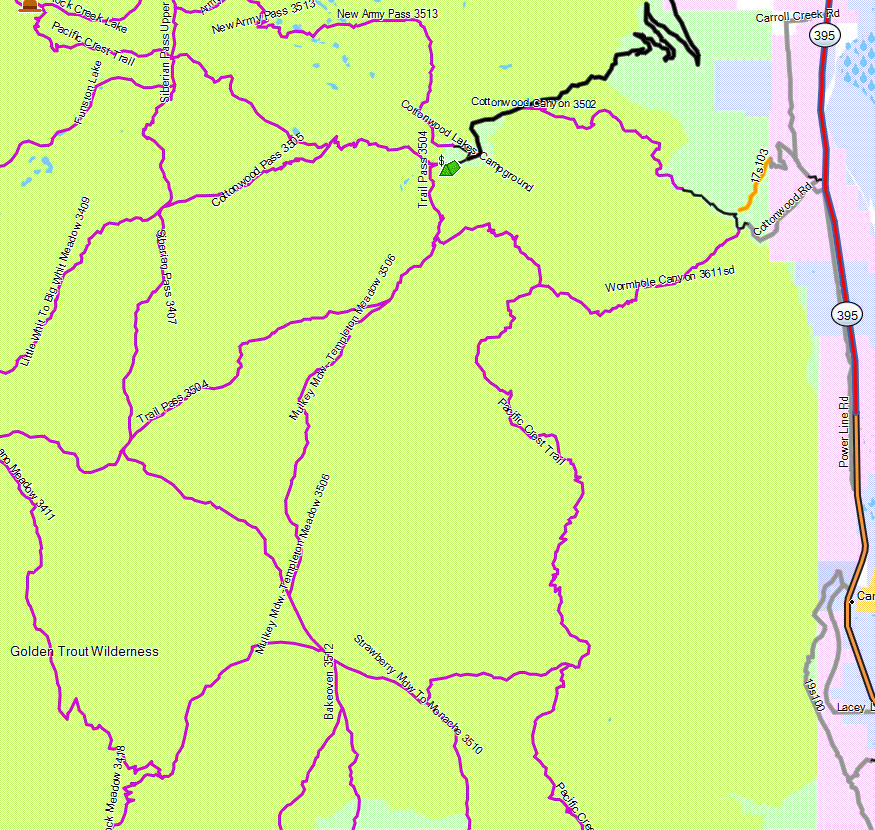 Golden Trout Wilderness - California Trail Map