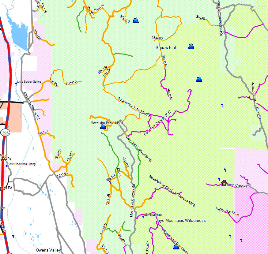 Inyo Mountains Wilderness - California Trail Map