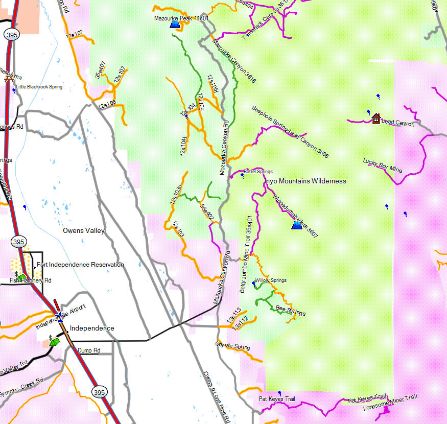 Inyo Mountains Wilderness - California Trail Map