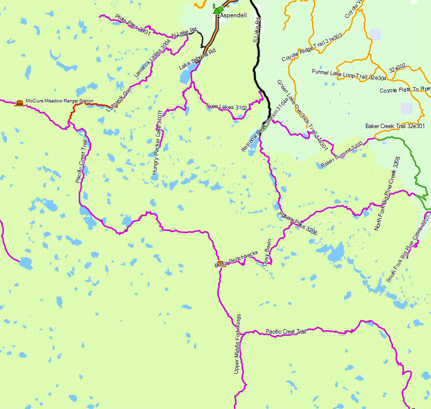 Kings Canyon National Park - California Trail Map