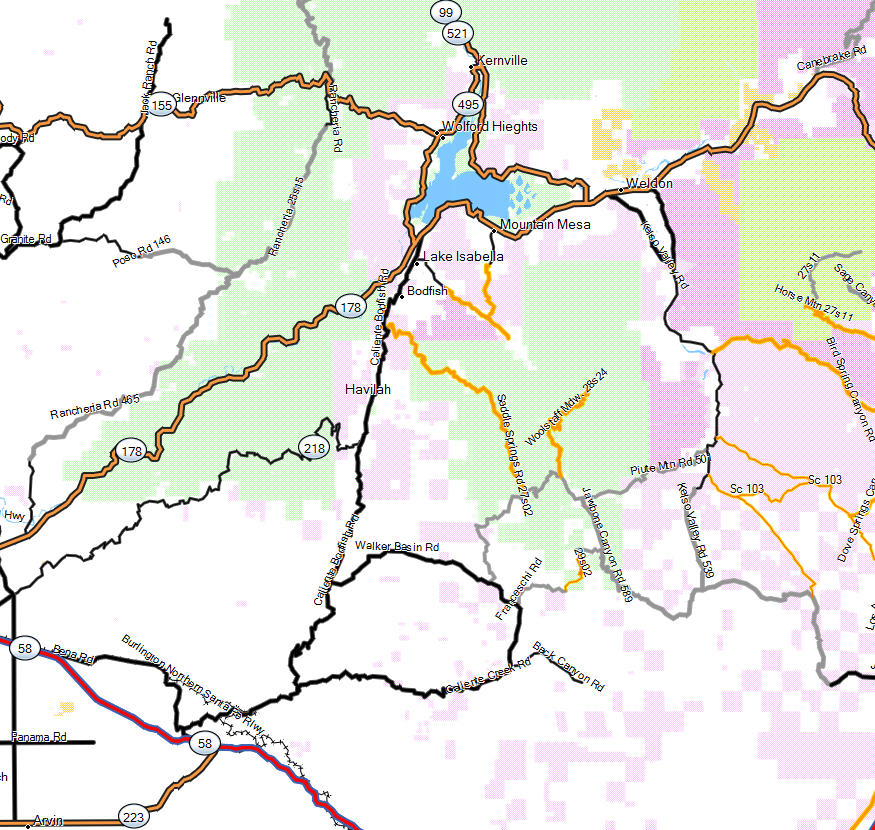 Sequoia NF, Lower Kern River - California Trail Map