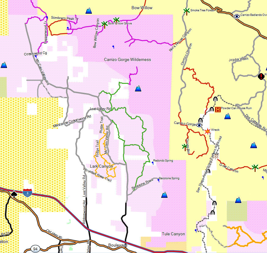 McCain Valley - California Trail Map