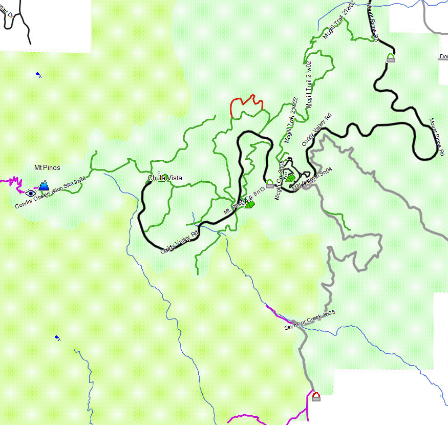 Los Padres NF, Mt Pinos - California Trail Map