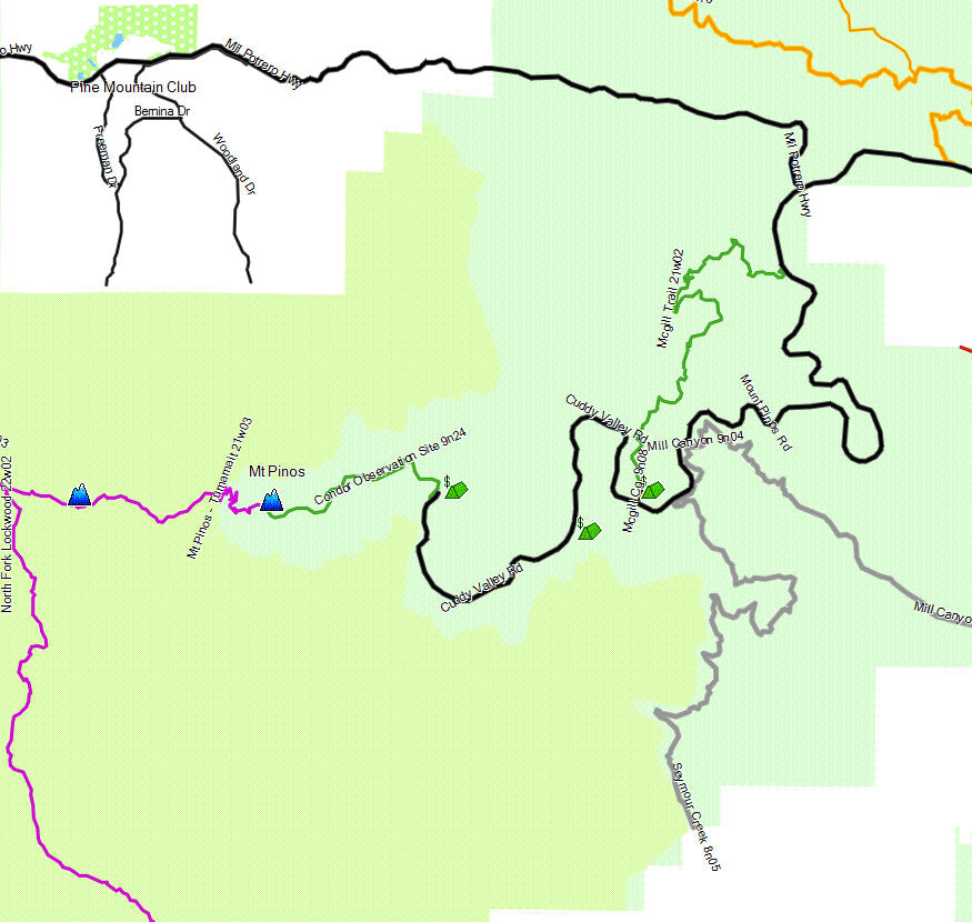 Los Padres NF, Mt Pinos - California Trail Map