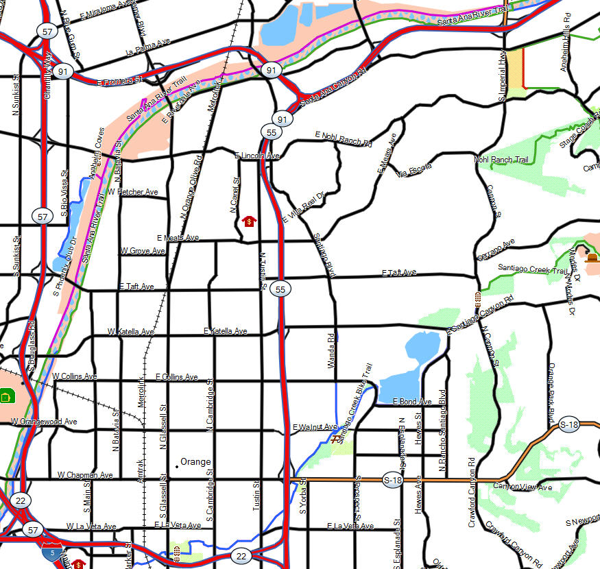 Santa Ana River Trail - California Trail Map