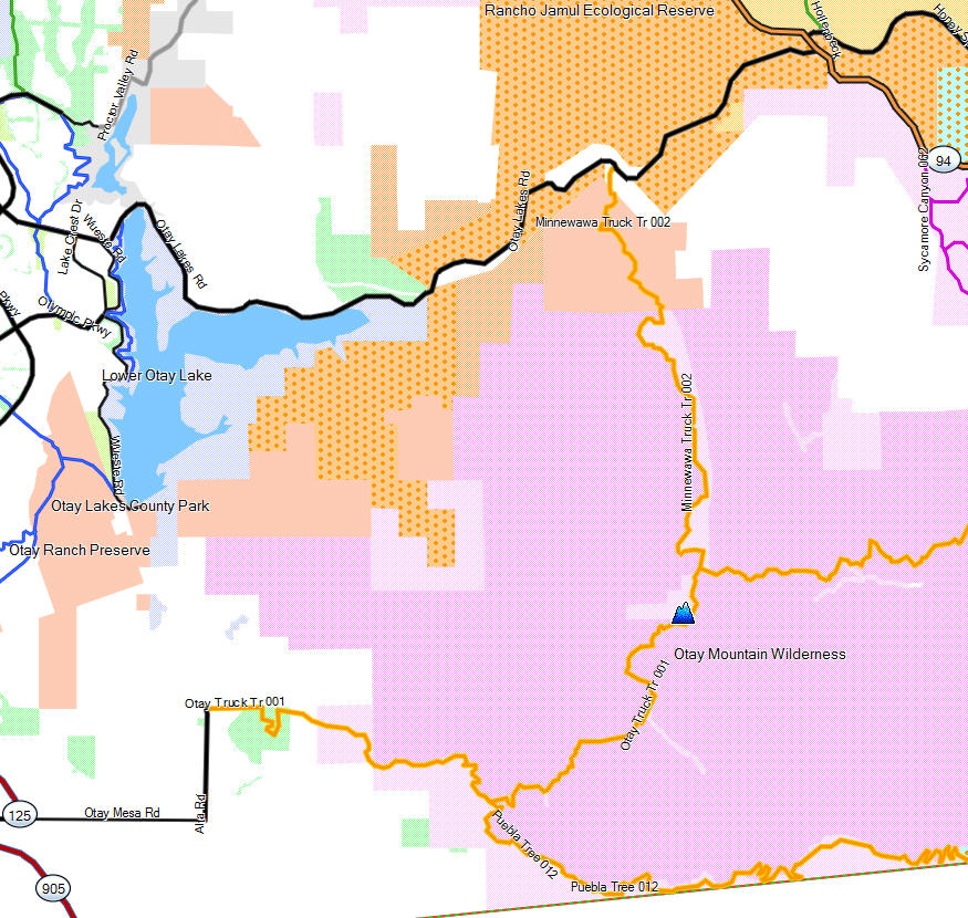 Otay Mountain Wilderness - California Trail Map