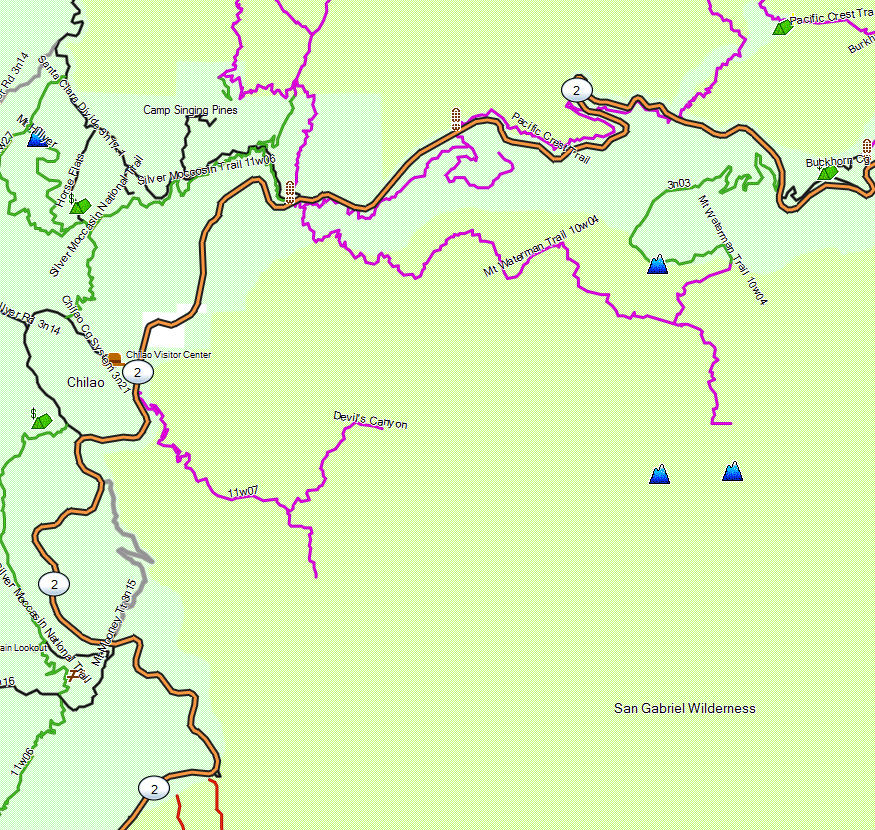 San Gabriel Wilderness - California Trail Map