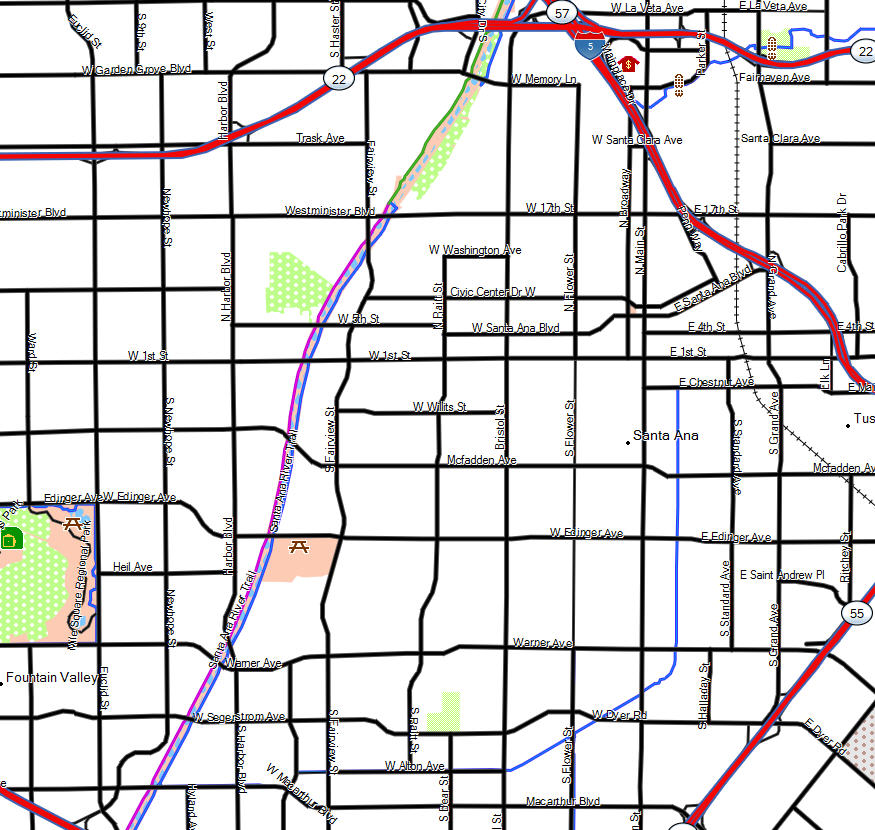 Santa Ana River Trail - California Trail Map