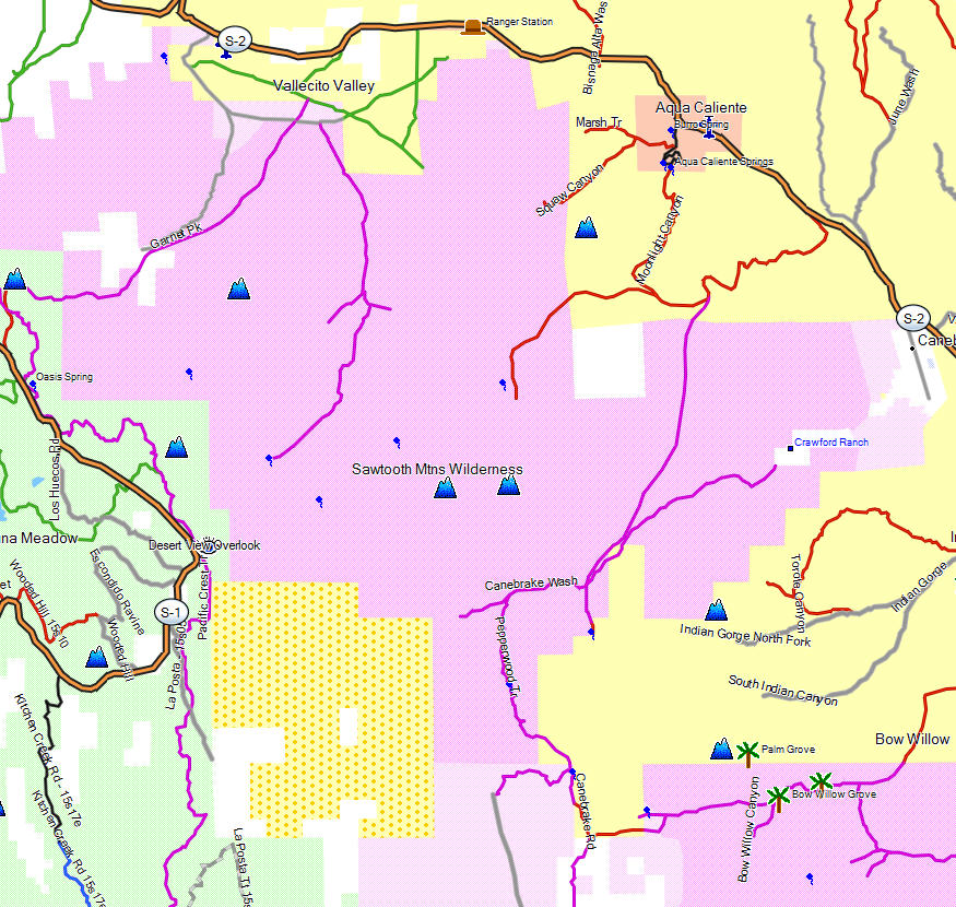 Sawtooth Mountains Wilderness - California Trail Map