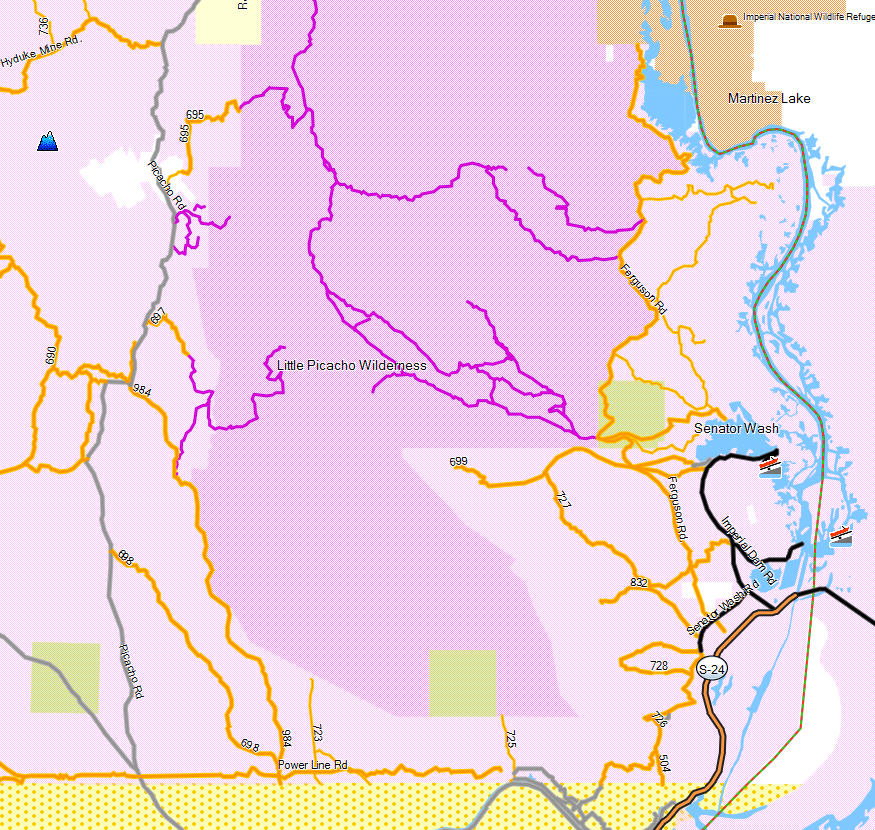 Senator Wash and Martinez Lake - California Trail Map