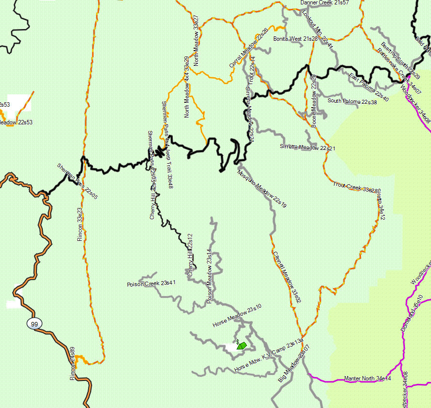 Sequoia NF, Kern Plateau - California Trail Map