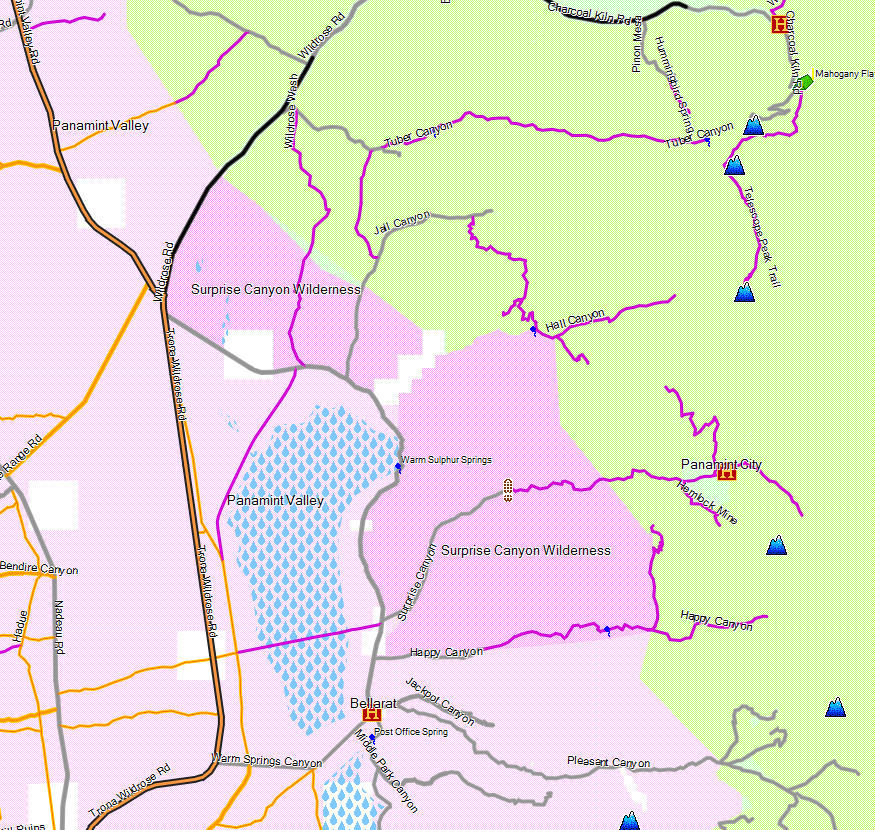 Surprise Canyon Wilderness - California Trail Map
