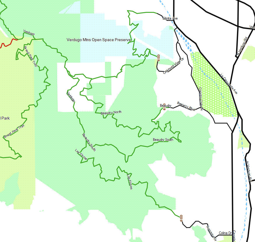 Verdugo Mountains OS Preserve - California Trail Map